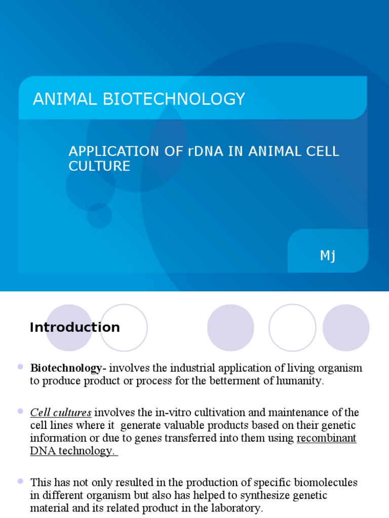 Application of rDNA in Animal Cell Culture (Animal Biotech) | PDF ...