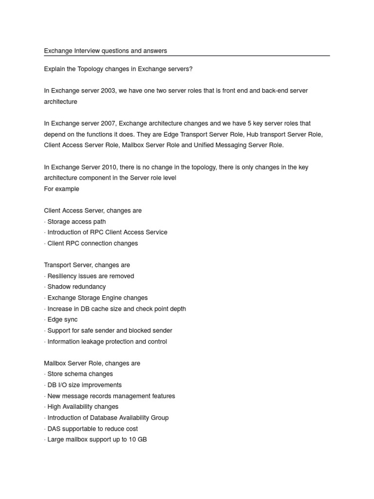 Exchange Interview Questions and Answers | PDF | Microsoft Exchange Server | Active Directory