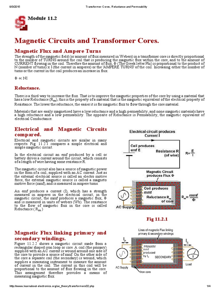 Transformer Cores, Reluctance and Permeability | PDF | Transformer ...