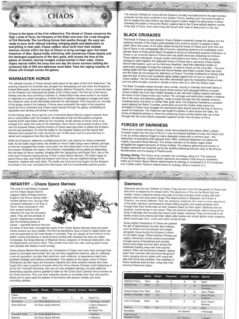 Epic 40k 3rd Edition Chaos Army List | PDF | Leisure | Sports