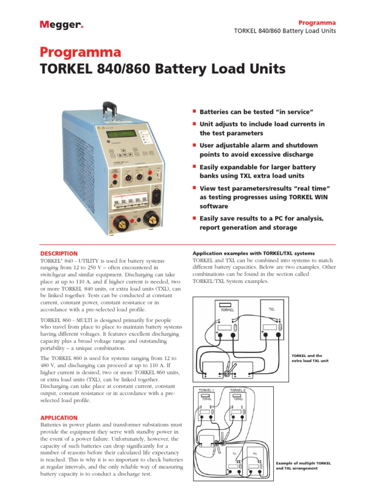 Megger Torkel 840 860 - Datasheet PDF | PDF | Battery (Electricity ...