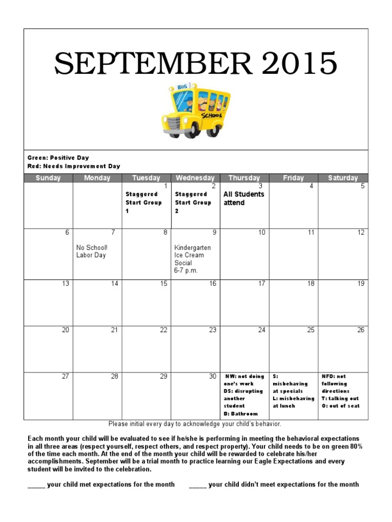 September Behave Calendar | PDF | Wellness