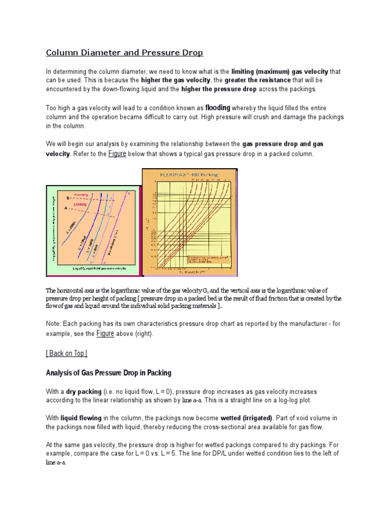 Pressure Drop and Column Diameter Analysis | PDF | Gases | Pressure