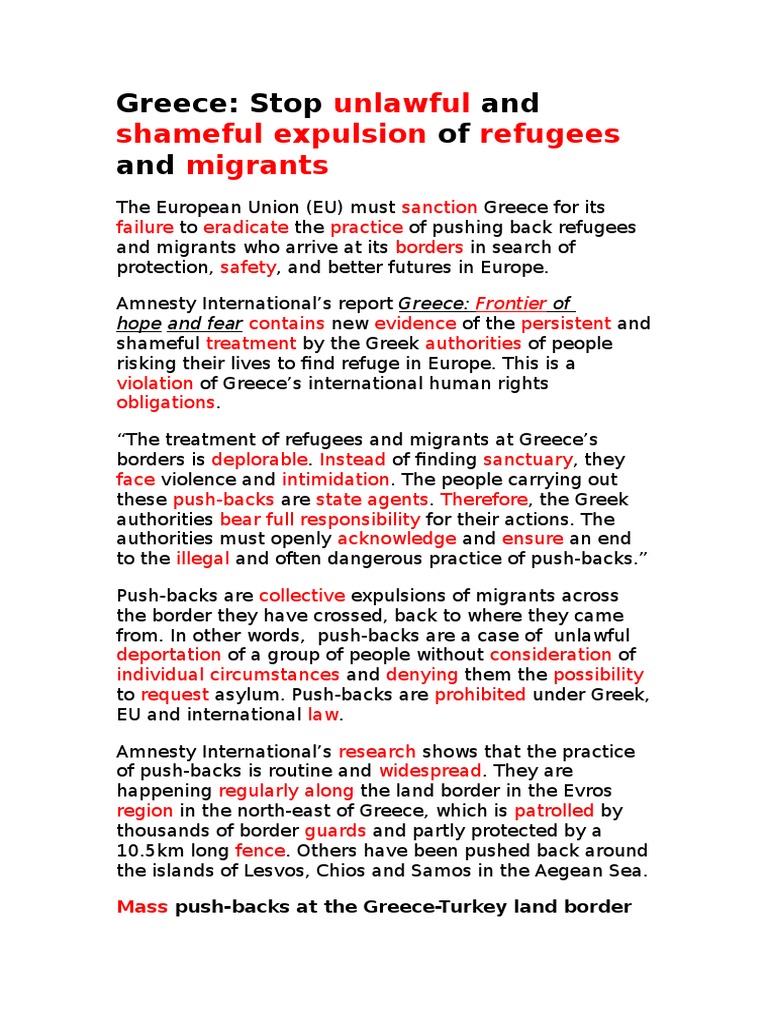 Greece's Illegal Refugee Push-Backs | PDF