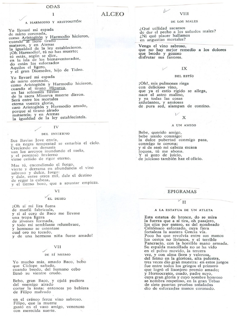 Alceo de Mitilene - Poesía Lírica | PDF