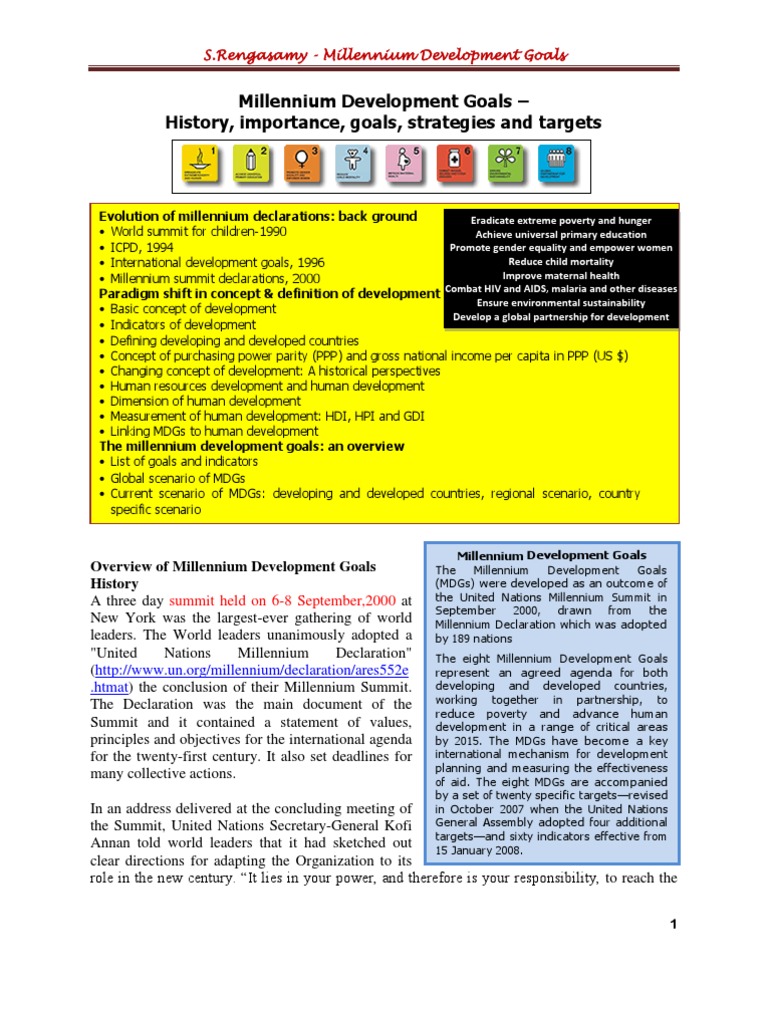 Overview of Millennium Development Goals | PDF | Millennium Development ...