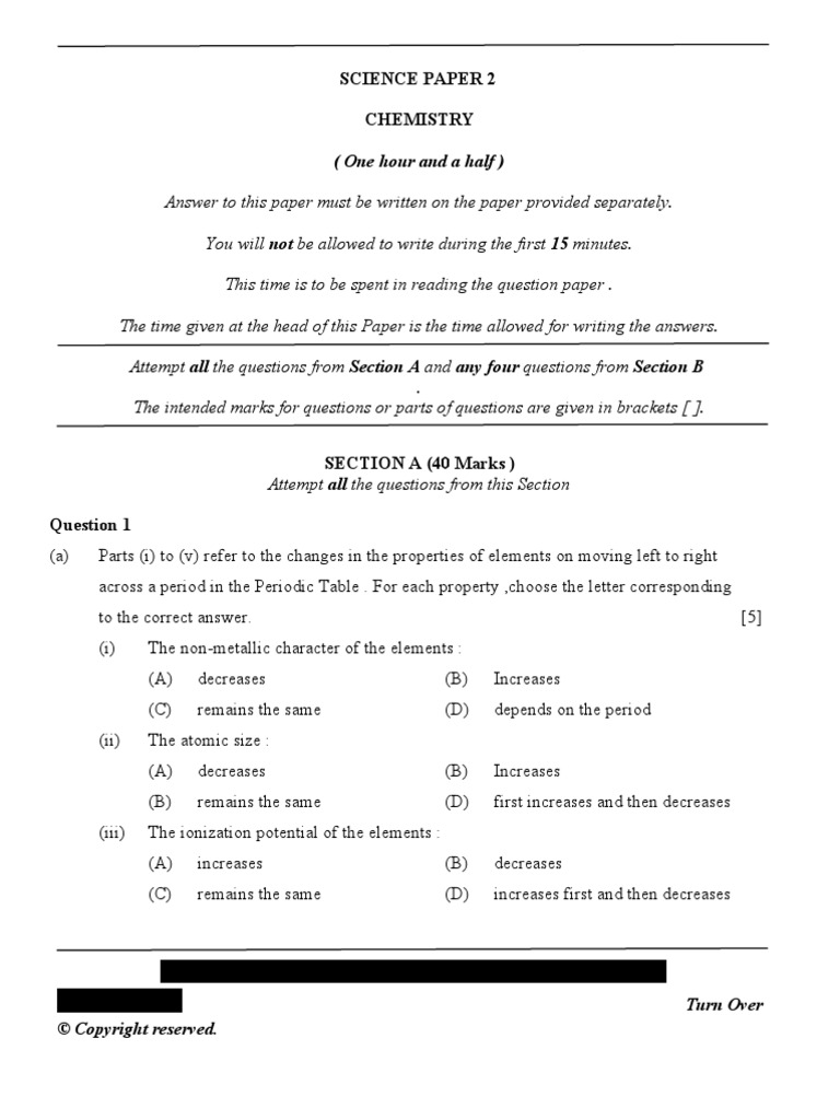 Science Paper 2 (Chemistry) | PDF | Ammonia | Nitric Acid