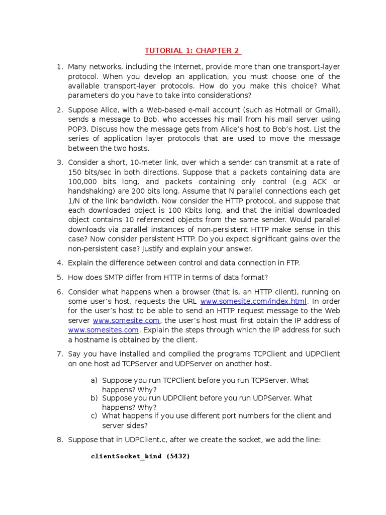 Tutorial 1 Answer | Download Free PDF | Port (Computer Networking) | Hypertext Transfer Protocol