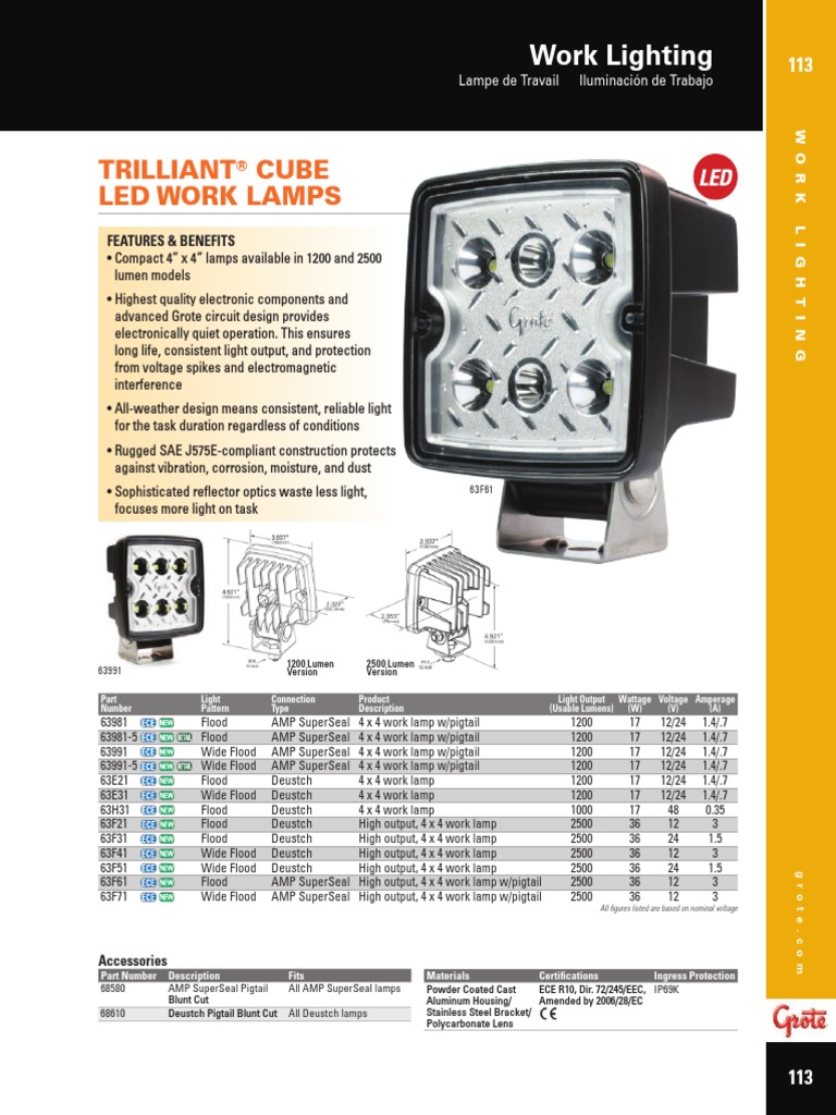 Grote 2012 Catalog Work-Lighting | PDF | Incandescent Light Bulb ...