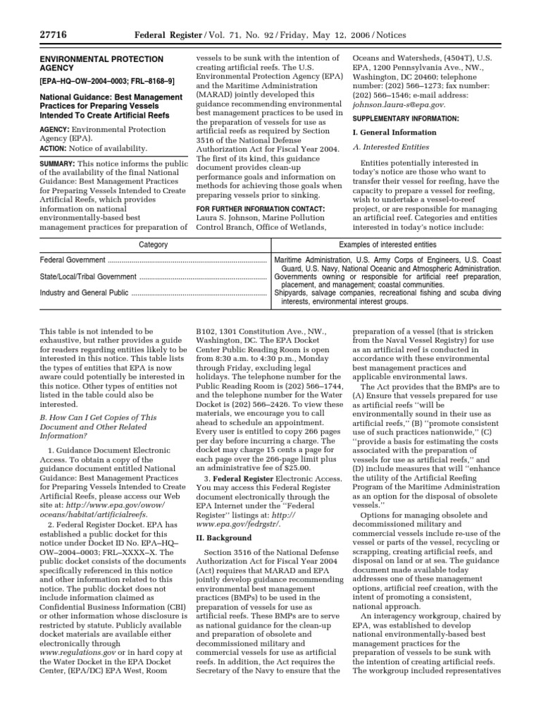 Notice: Environmental Statements Availability, Etc.: Best Management ...