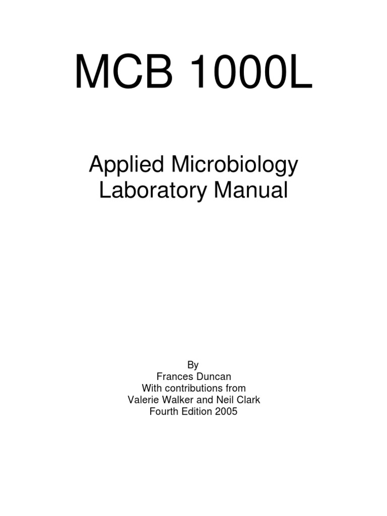 MCB 1000L: Applied Microbiology Laboratory Manual | PDF | Growth Medium ...