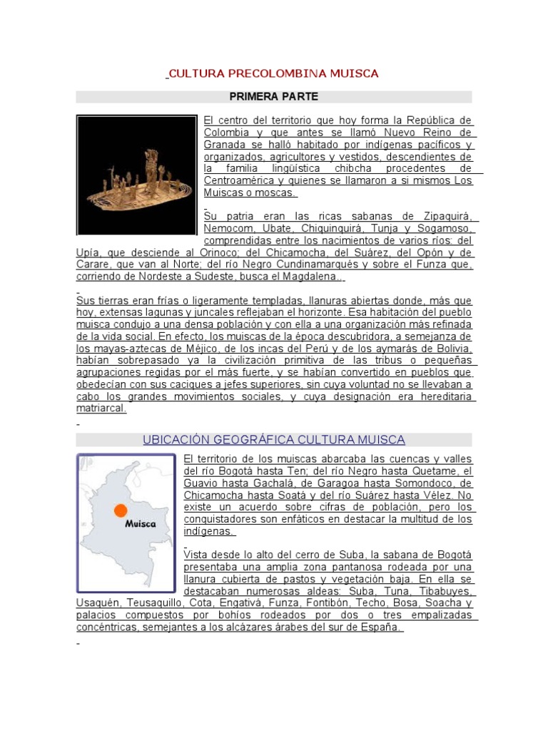 Cultura Muisca: Resumen para Niños | PDF | Bogotá