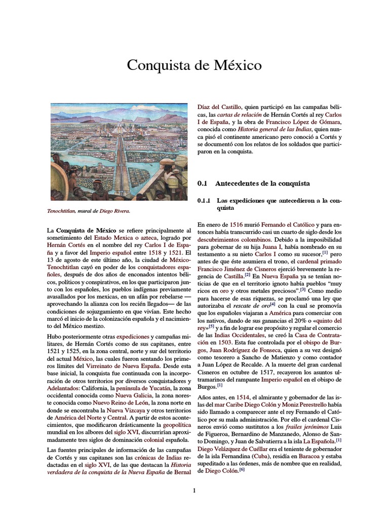 Conquista de México: Hernán Cortés y Tenochtitlan | PDF