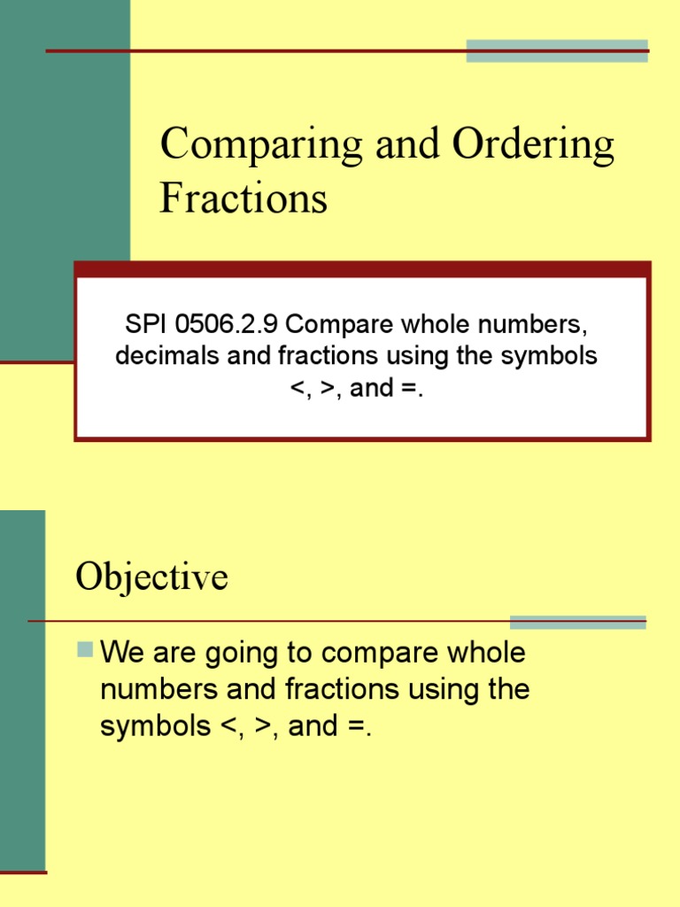 Comparing and Ordering Fractions Guide | PDF | Fraction (Mathematics ...