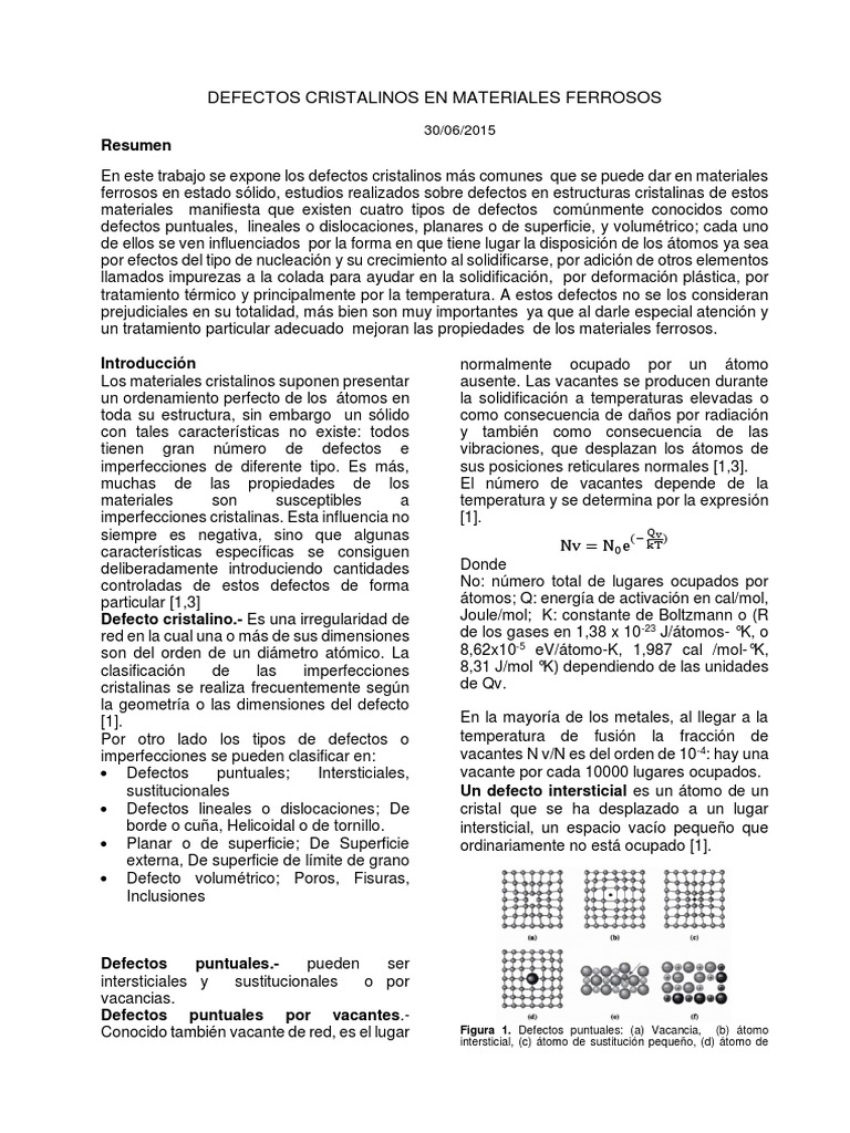 Defectos Cristalinos PDF | PDF | Dislocación | Mineralogía