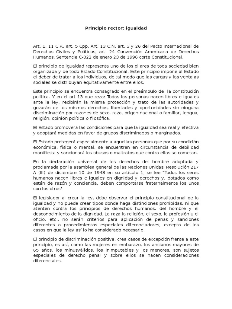 Principio Rector Igualdad. | PDF | Igualdad social | Derechos