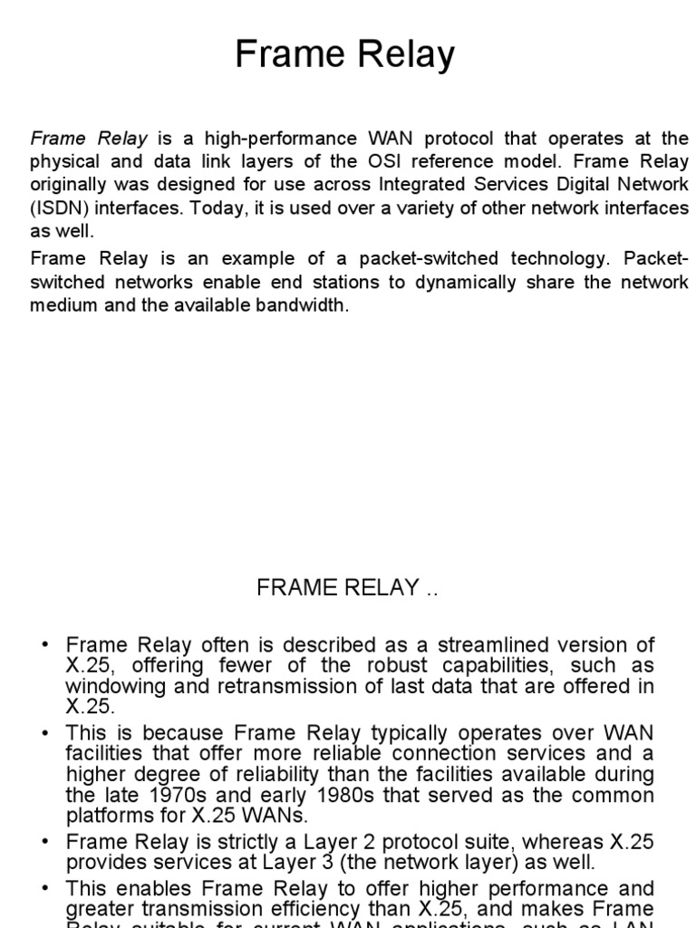 Frame Relay: Frame Relay Is A High-Performance WAN Protocol That ...