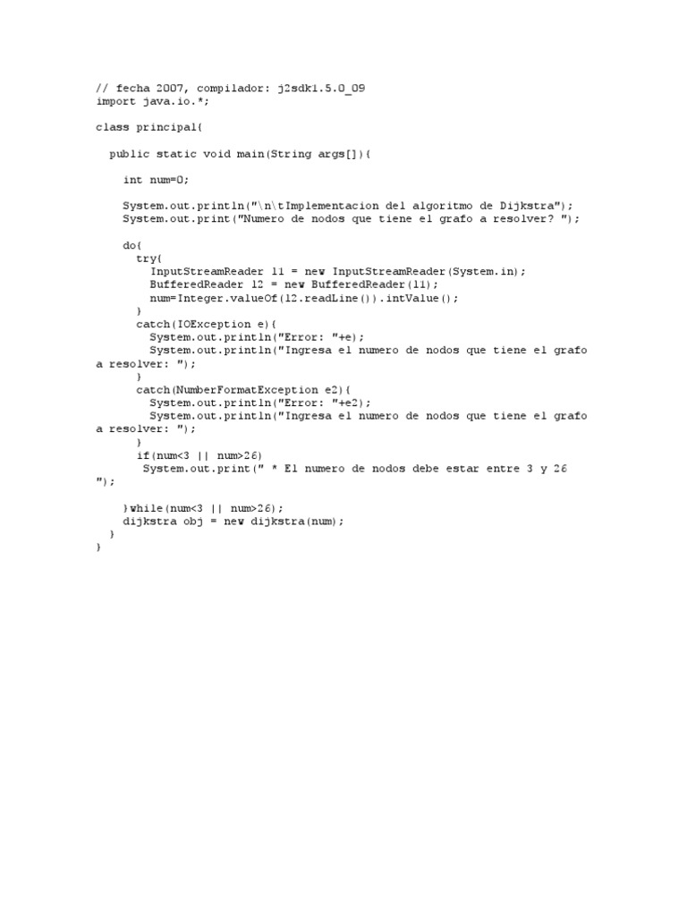 Algoritmo de Java | PDF | Teoría de grafos | Matemáticas Aplicadas
