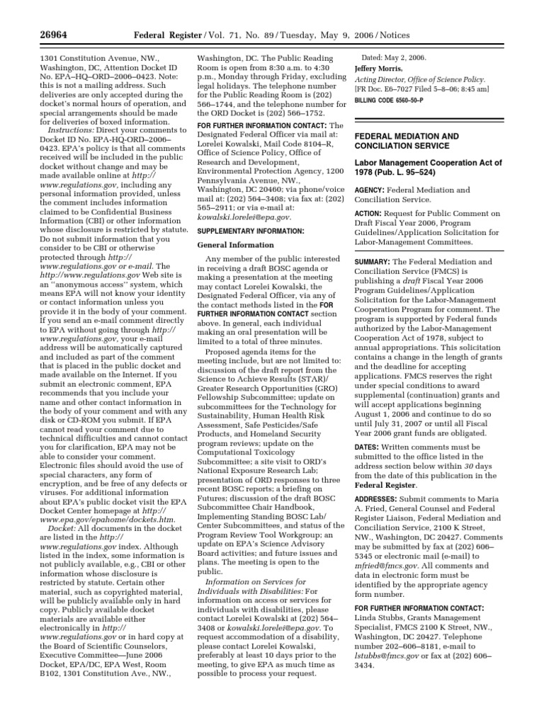 Notice: Grants and Cooperative Agreements Availability, Etc.: Labor ...