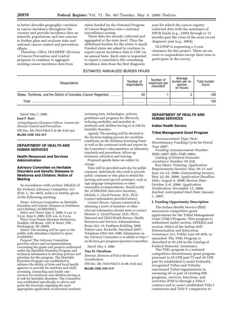 Notice: Grants and Cooperative Agreements Availability, Etc.: Tribal ...