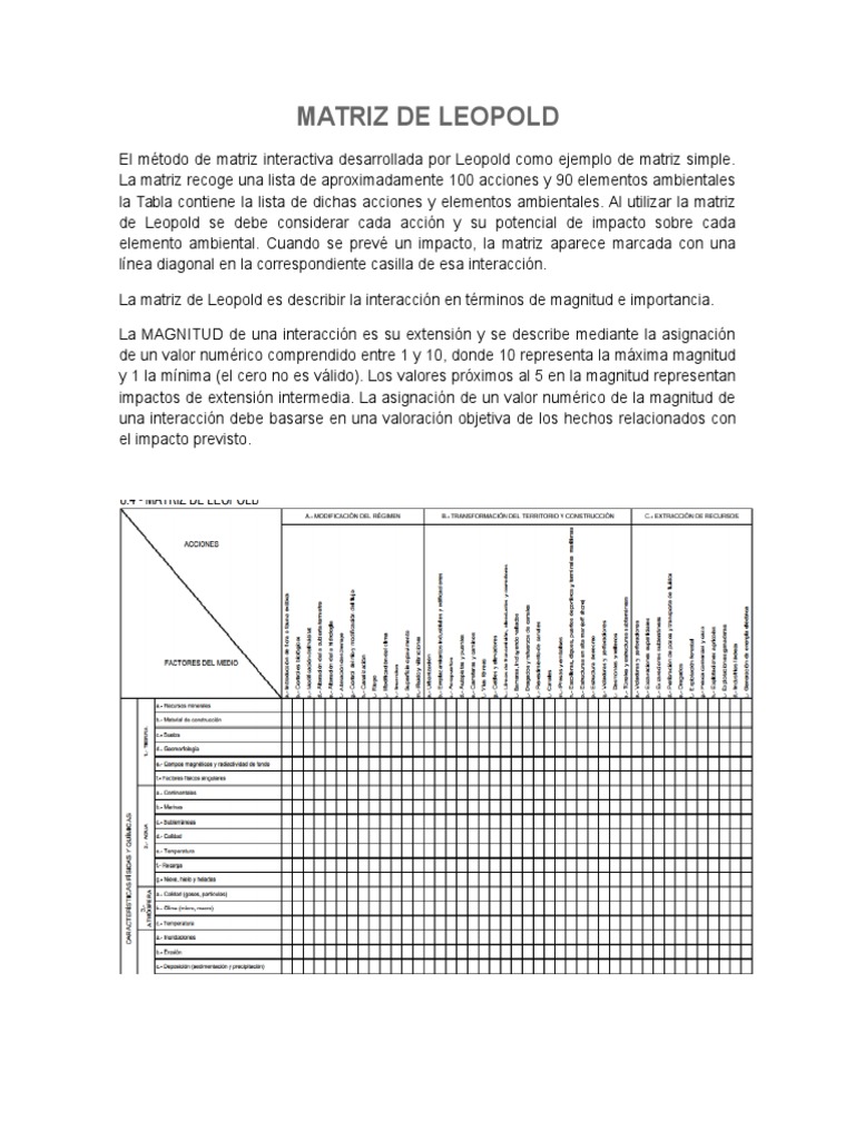 Matriz de Leopold | PDF | Matriz (Matemáticas) | Información