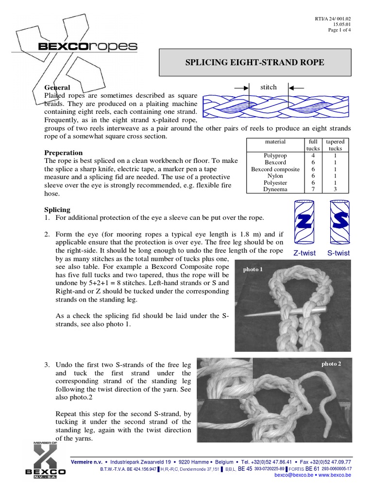 RTI - A24-001.02 Splicing 8 Strand | PDF | Rope | Manufactured Goods