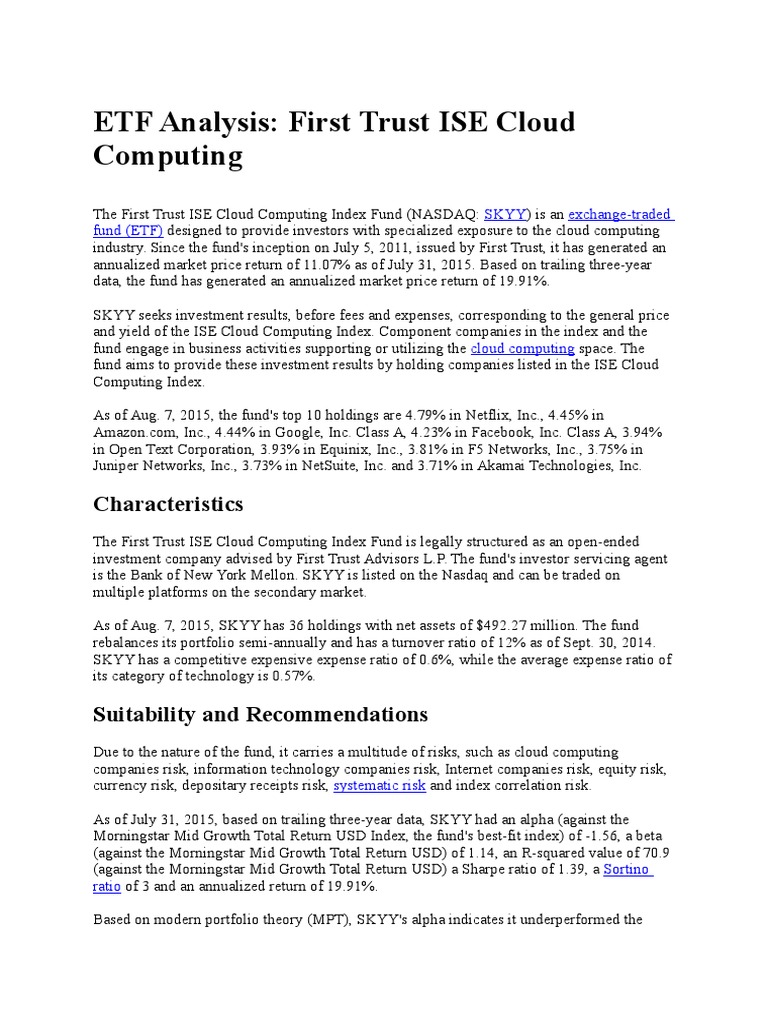 ETF Analysis: First Trust ISE Cloud Computing: Characteristics | PDF | Exchange Traded Fund ...