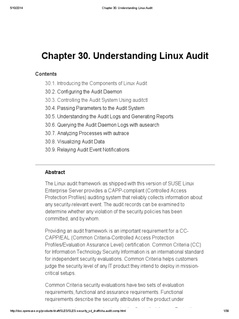 Chapter 30 Understanding Linux Auditing | PDF | Superuser | Port (Computer Networking)