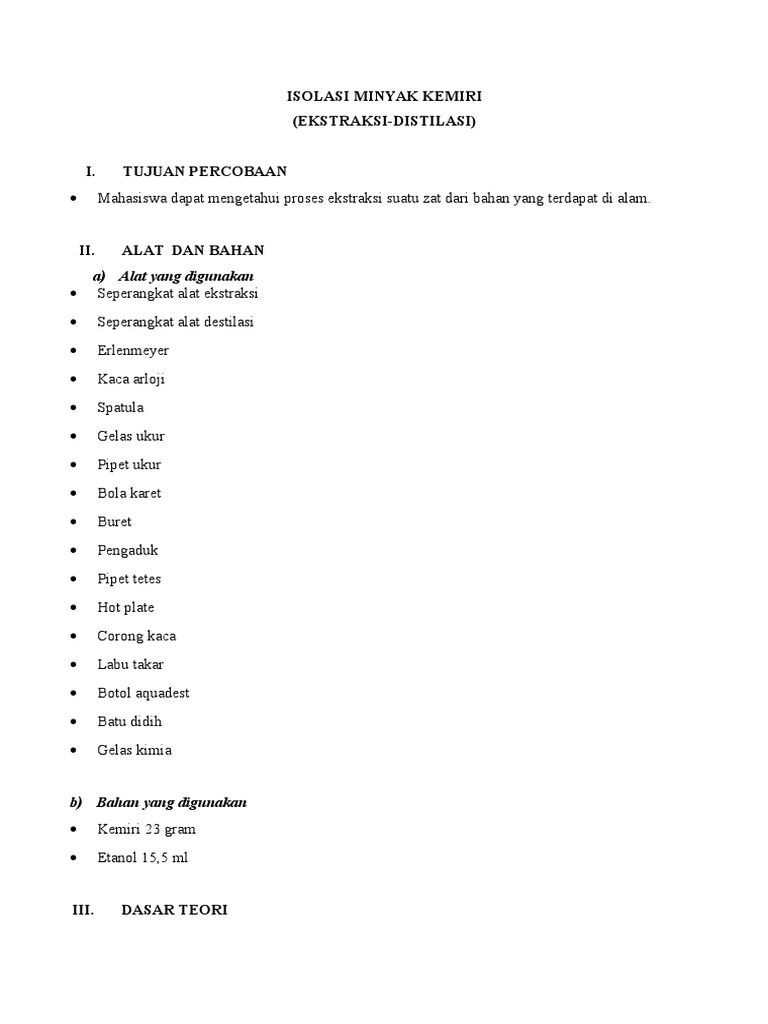 Isolasi Minyak Kemiri | PDF