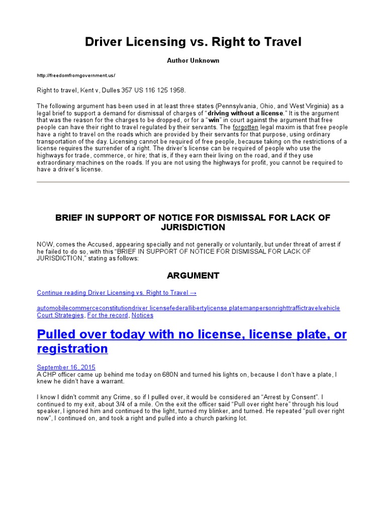 Driving Without A Licence | PDF | Freedom Of Movement | Driver's License
