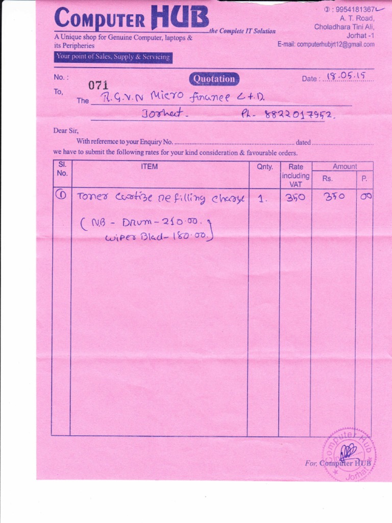 Surajit Quotation | Download Free PDF | Office Work | Office Equipment