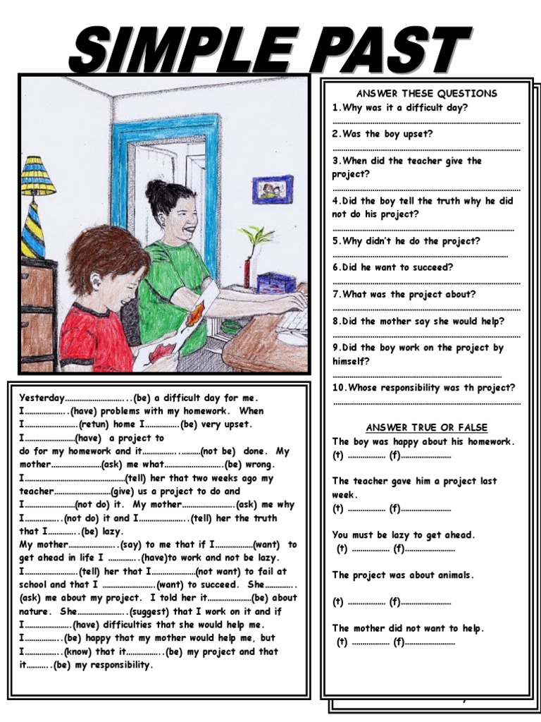Simple Past Reading Exercise | PDF