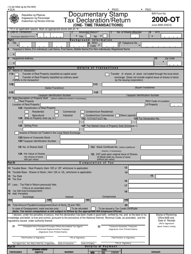 Documentary Stamp Tax Form | PDF | Payments | Taxes