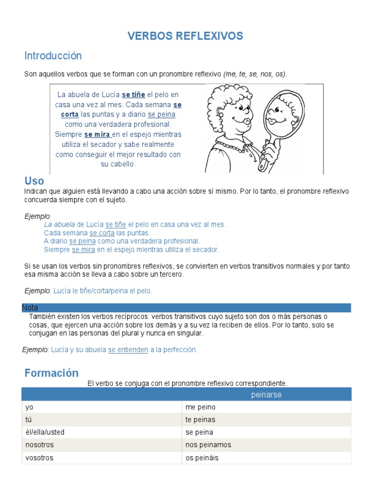 Verbos Reflexivos | PDF | Verbo | Pronombre