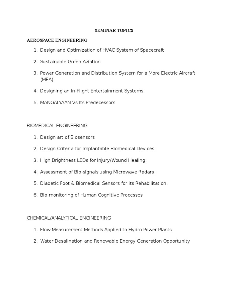 Seminar Topics Aerospace Engineering | PDF | Science & Mathematics