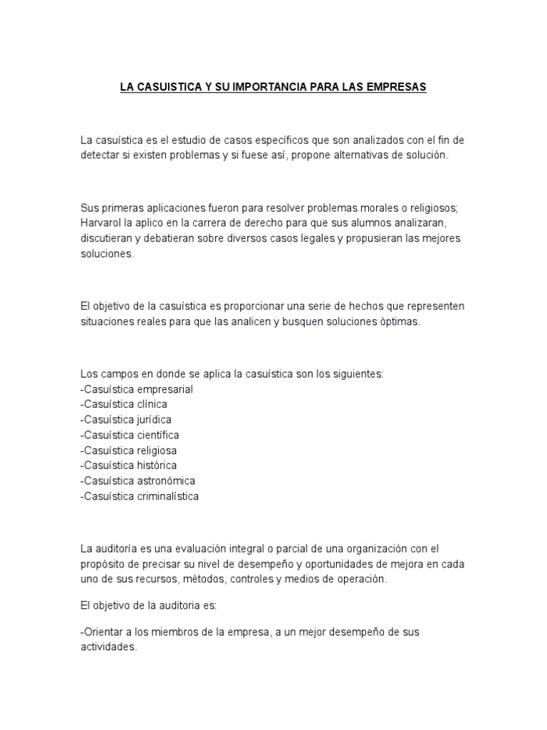 La Casuistica y Su Importancia para Las Empresas | PDF