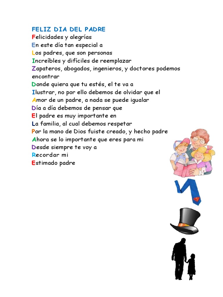 Acrostico Feliz Dia Del Padre | PDF | Relaciones personales, crianza y ...