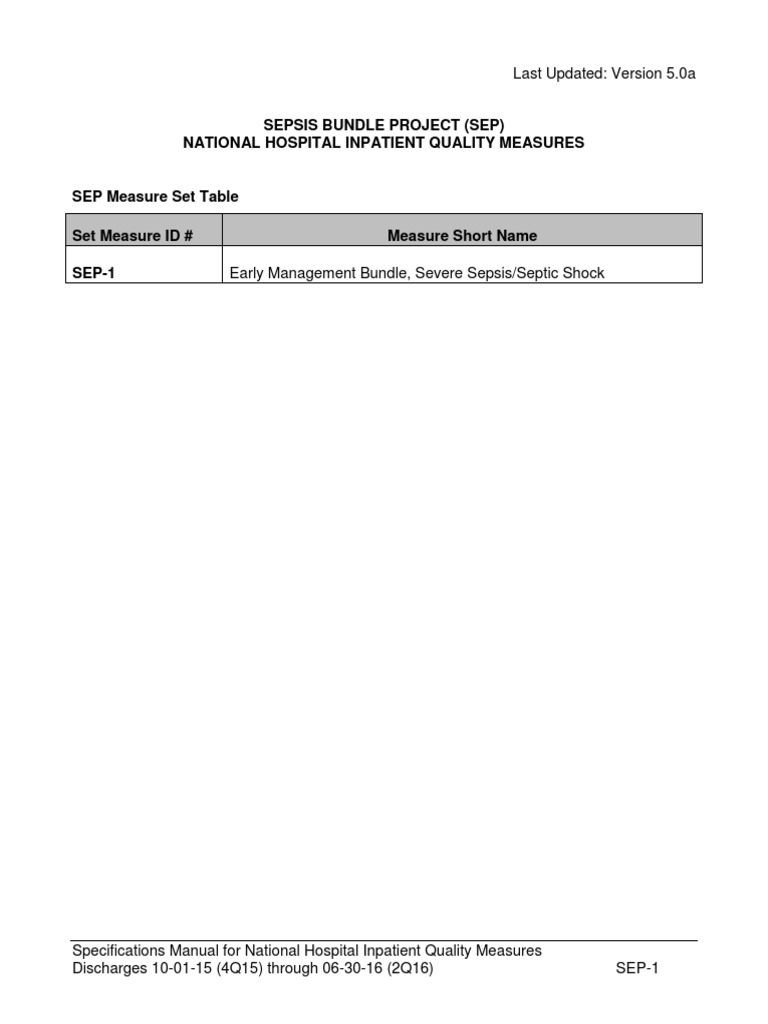 CMS Sepsis Bundle Project (Sep) National Hospital Inpatient Quality ...