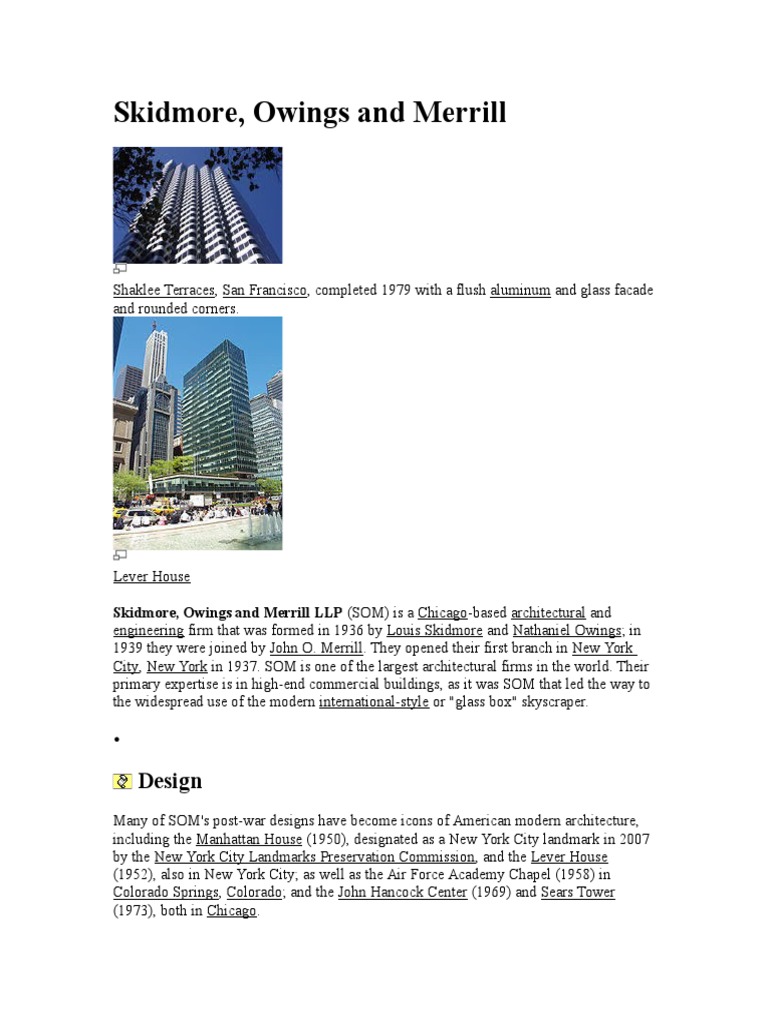 Skidmore, Owings and Merrill: Design | PDF | Architectural Design ...