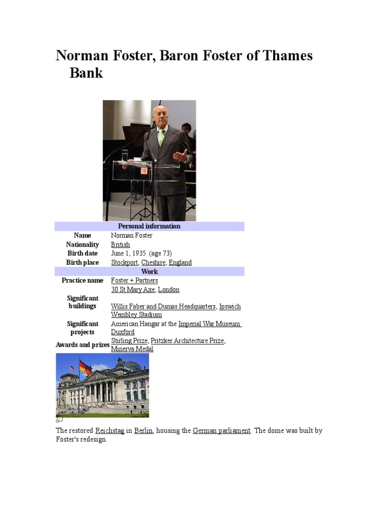 Norman Foster, Baron Foster of Thames Bank | PDF | Business