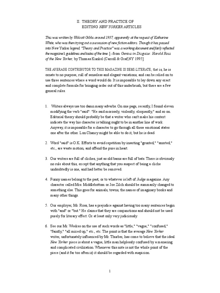 Editing The New Yorker: Theory and Practise | PDF | Syntax | Grammar