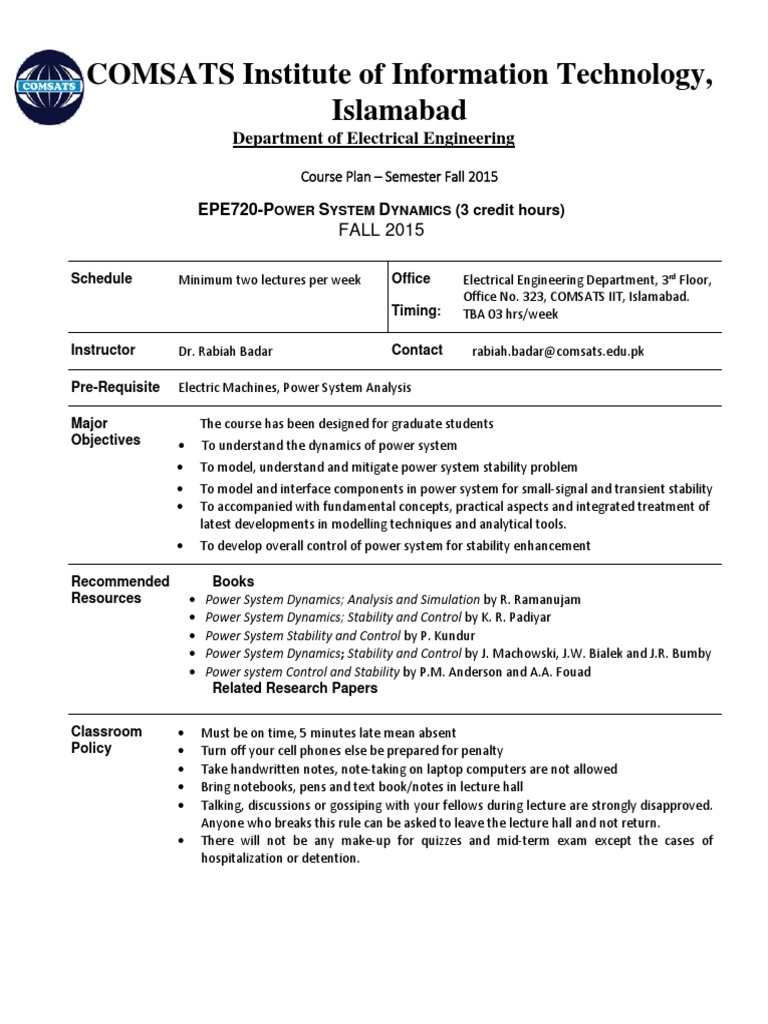 COMSATS Institute of Information Technology, Islamabad: Department of ...