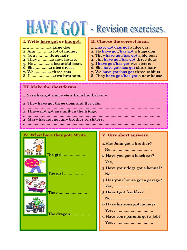 Have Got/Has Got Exercises | PDF