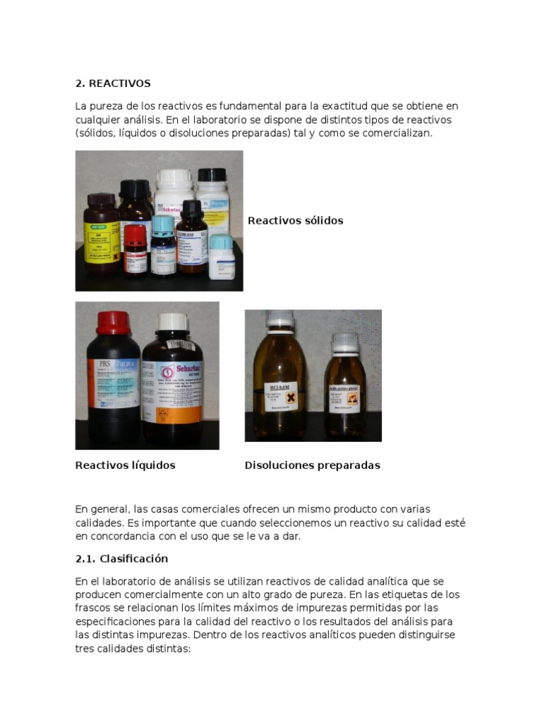 Clasificación y manejo de reactivos químicos | PDF | Reactivo | Química