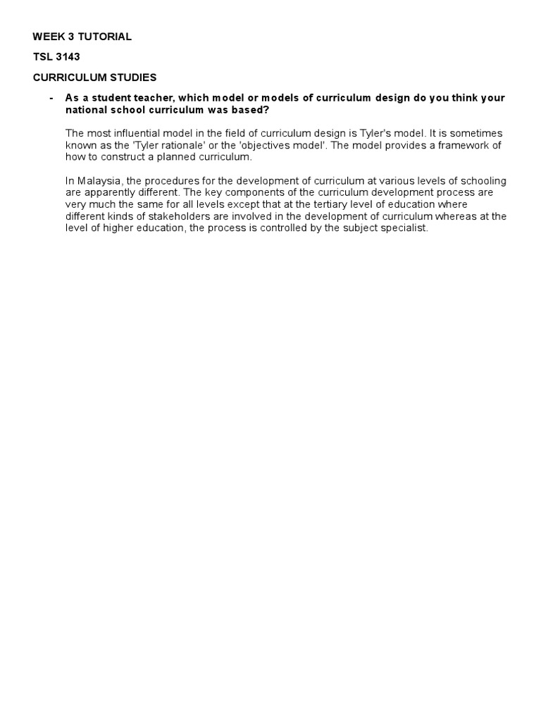 Week 3 Tutorial | PDF | Sharing | Curriculum