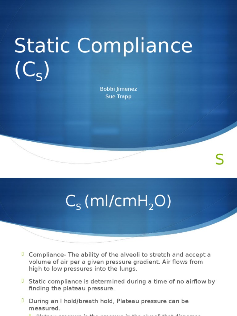 Static Compliance (C) : Bobbi Jimenez Sue Trapp | PDF | Breathing | Lung
