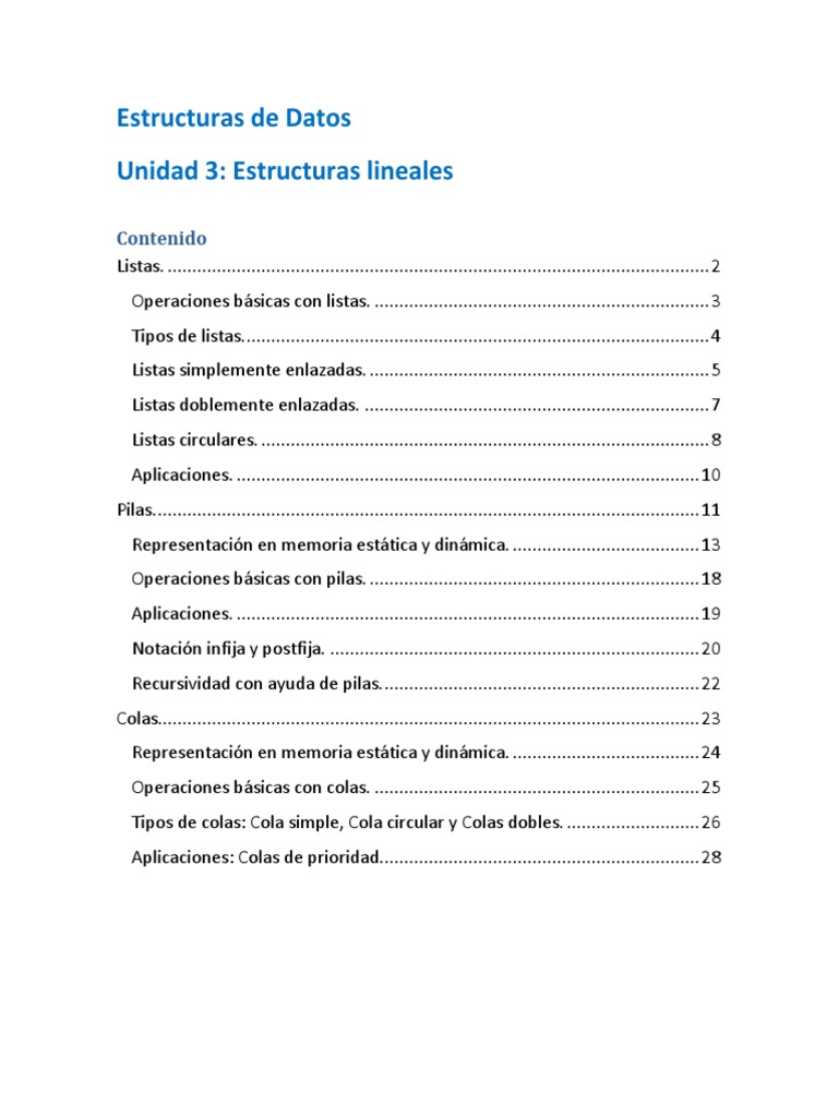 Estructuras de Datos - Unidad 3 | PDF | Ingeniería de software ...