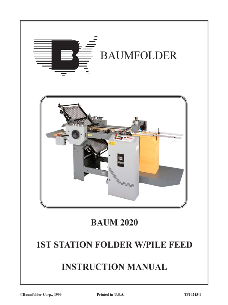 Baum 2020 1st Sta Instruct, W - Pile Feed TP10243-1 | PDF | Electrical Connector | Parameter ...