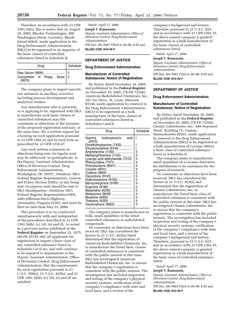 Notice: Registration Revocations, Restrictions, Denials, Reinstatements ...