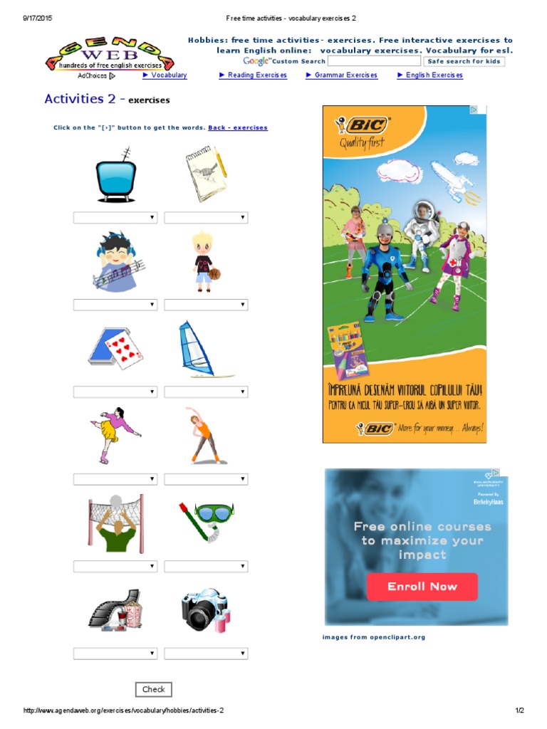 ESL Free Time Activities Exercises | PDF | Career & Growth